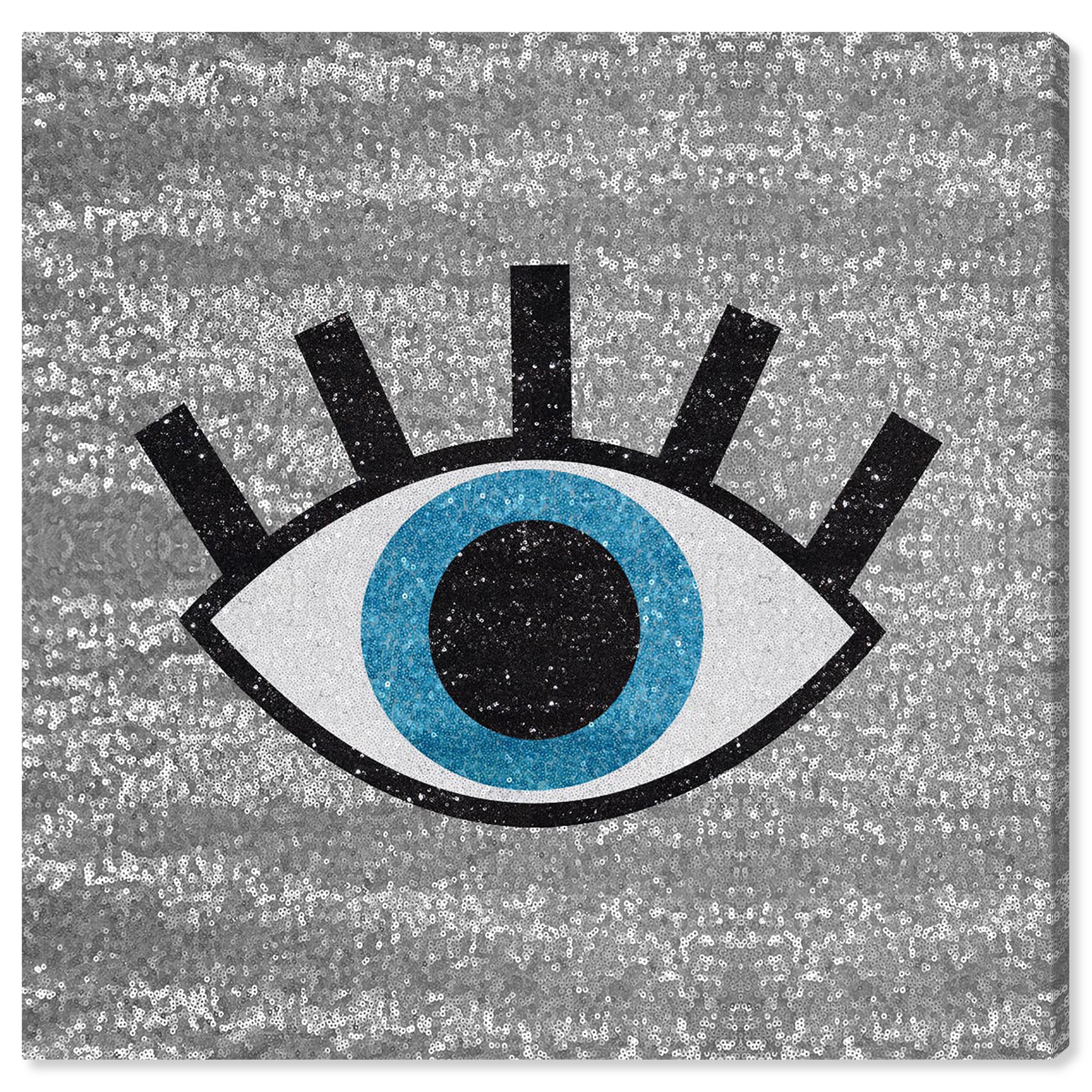 Oliver Gal Prints Evil Eye Sequin, Glam Evil Eye Modern Blue - Graphic Art | Wayfair